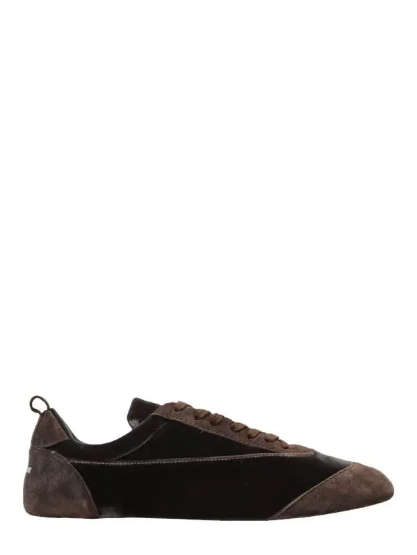 JIL SANDER Velvet Lace Up Sneakers - Black