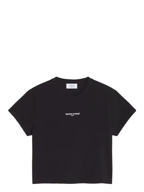 Maison Kitsuné Logo Embroidered T-shirt - Black