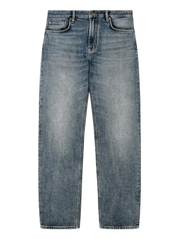 Emporio Armani Regular Fit Five-pocket Whiskered Denim Jeans - Blue