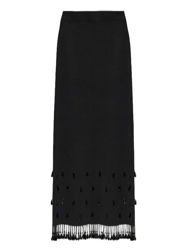 BY MALENE BIRGER Embellished Fringed Midi Skirt - Black