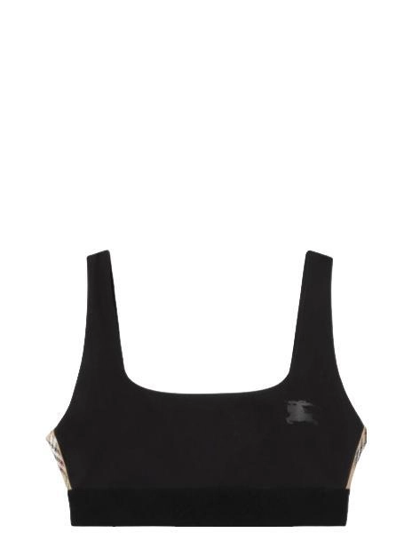 Burberry Check Trim Stretch Bra Top - Black