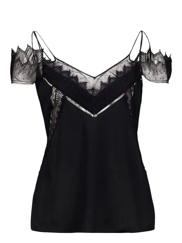 TOM FORD Lace-trimmed Satin Top - Black