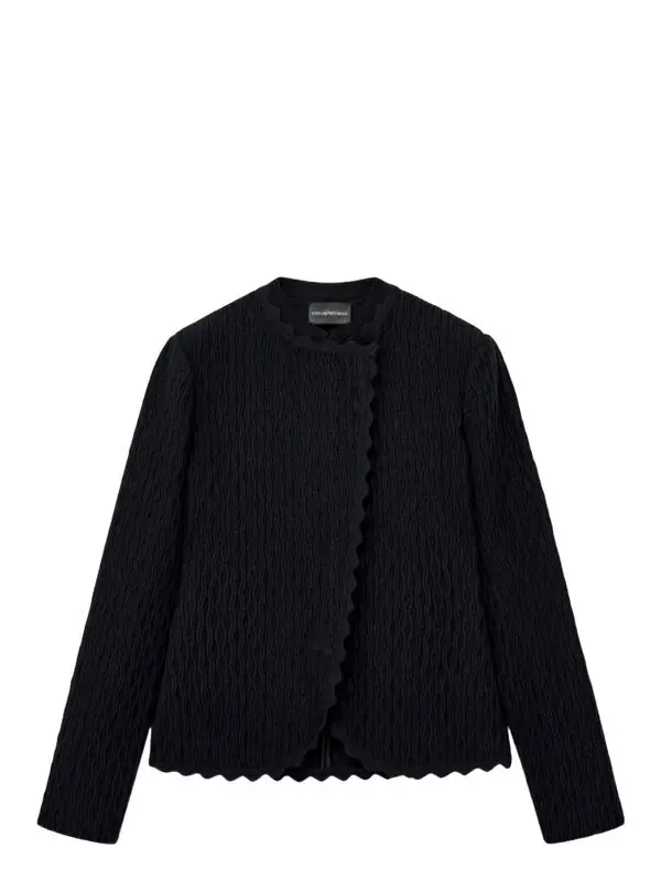 Emporio Armani Double Ottoman Blazer With Wavy Texture - Black