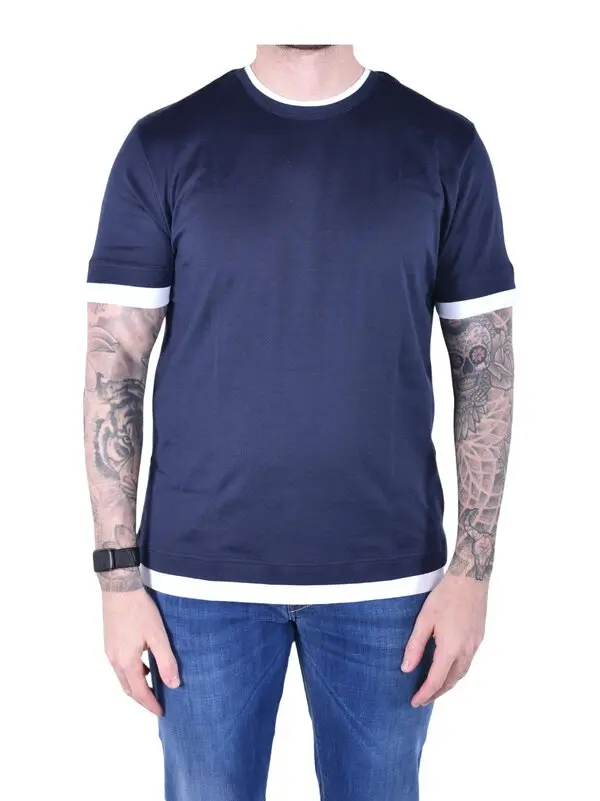 Eleventy Contrast Trim T-shirt - Blue