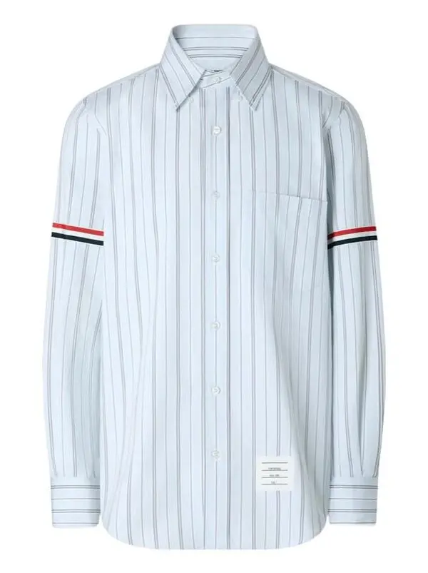 Thom Browne Madras Long-sleeved Striped Shirt - Medium Gray