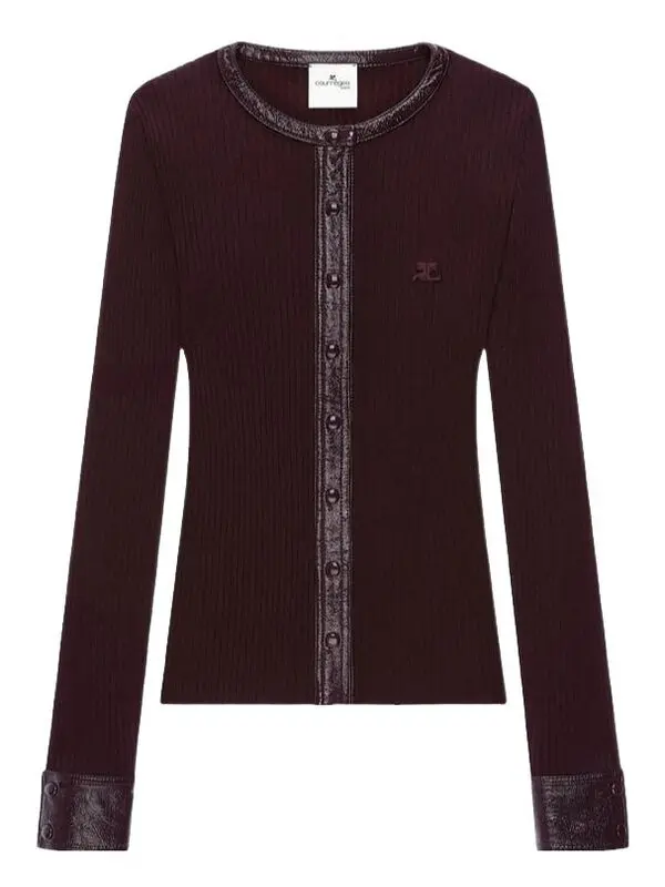 COURREGES Long Sleeve Knit Cardigan With Logo Detail - Black