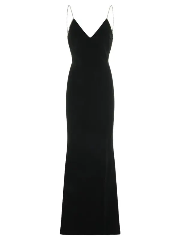 TOM FORD Embellished Strappy V-neck Gown - Black