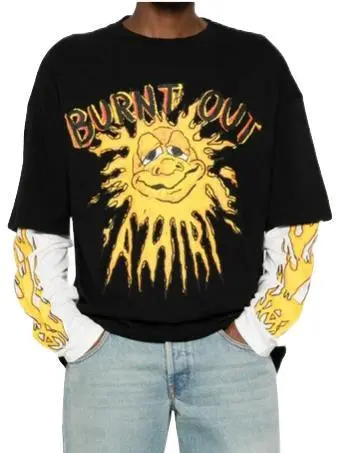 Amiri Burnt Out Layered T-shirt - Black