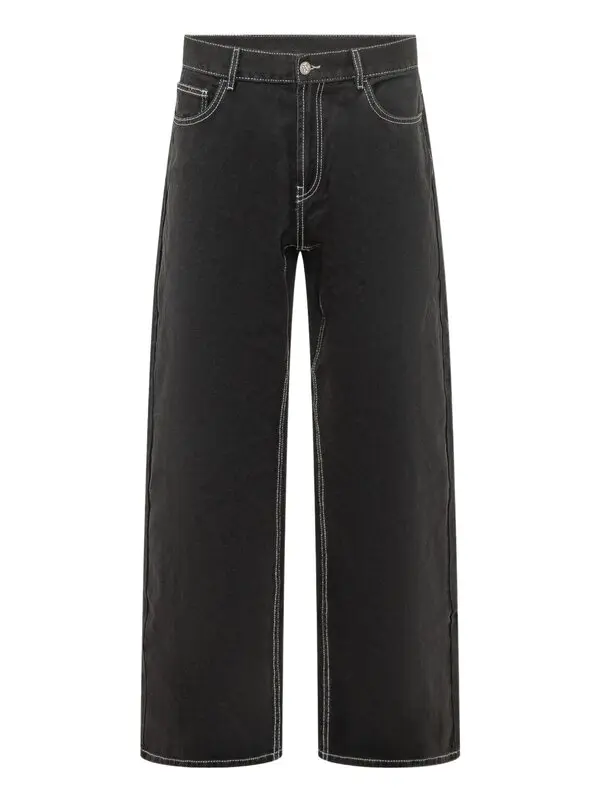 Palm Angels Logo Patch Straight Leg Jeans - Black