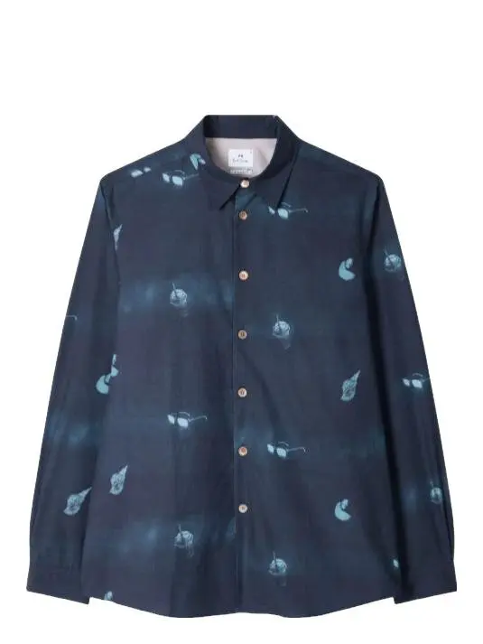 Paul Smith Sunbleached Snaps Poplin Shirt - Blue