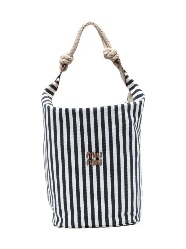Miu Miu Striped Bucket Bag - White