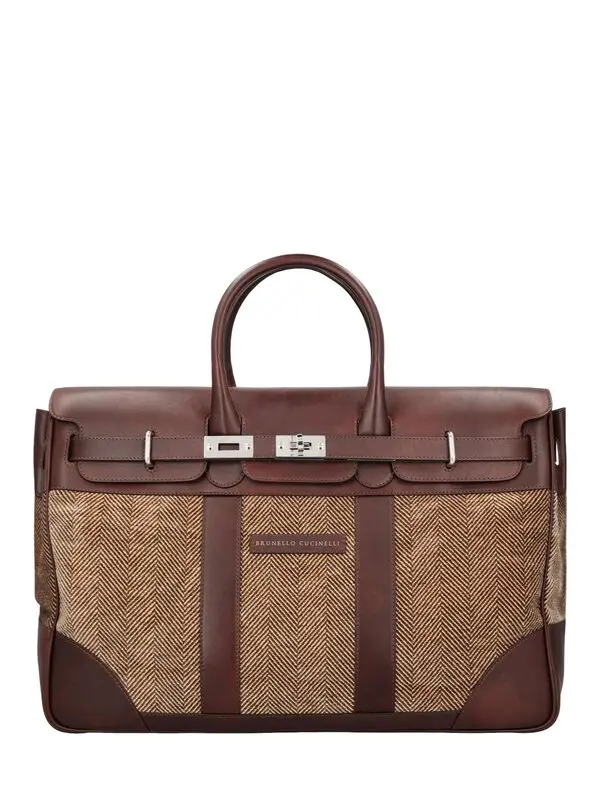 Brunello Cucinelli Herringbone Country Bag - Multicolor
