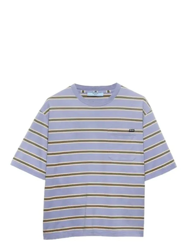 Prada Striped Pocket Crewneck T-shirt - Periwinkle/lime