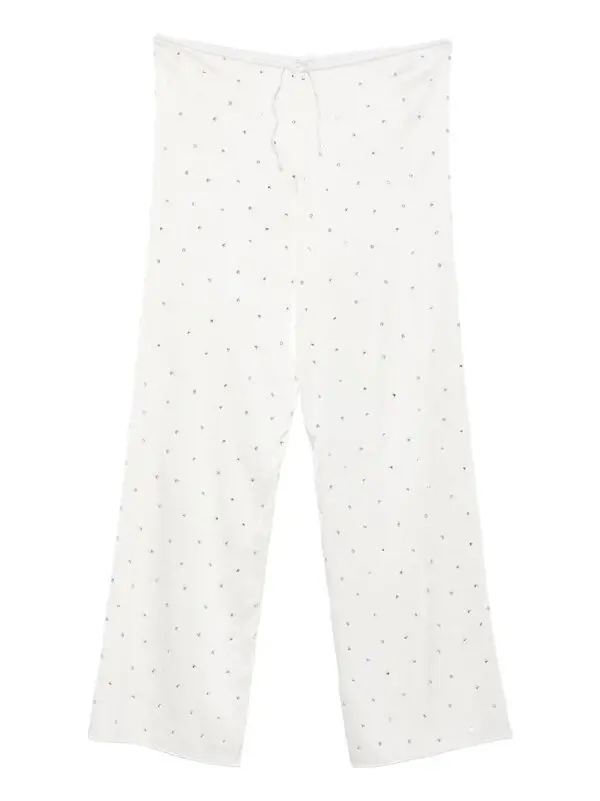 Oseree Crystal Embellished Drawstring Trousers - White
