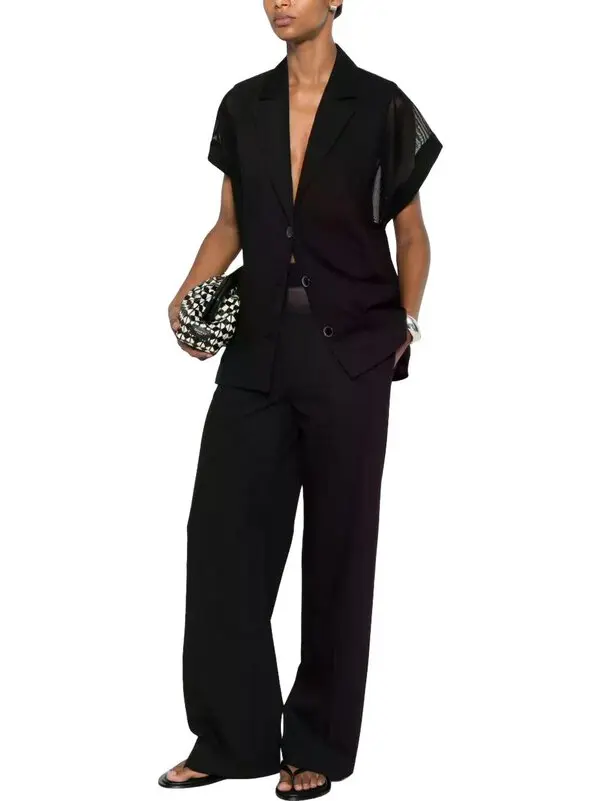 Imperial Mesh-panel Wide-leg Trousers - Black