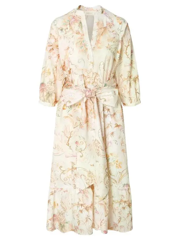 EDELLE Felice Floral-print Belted Maxi Dress - Neutrals