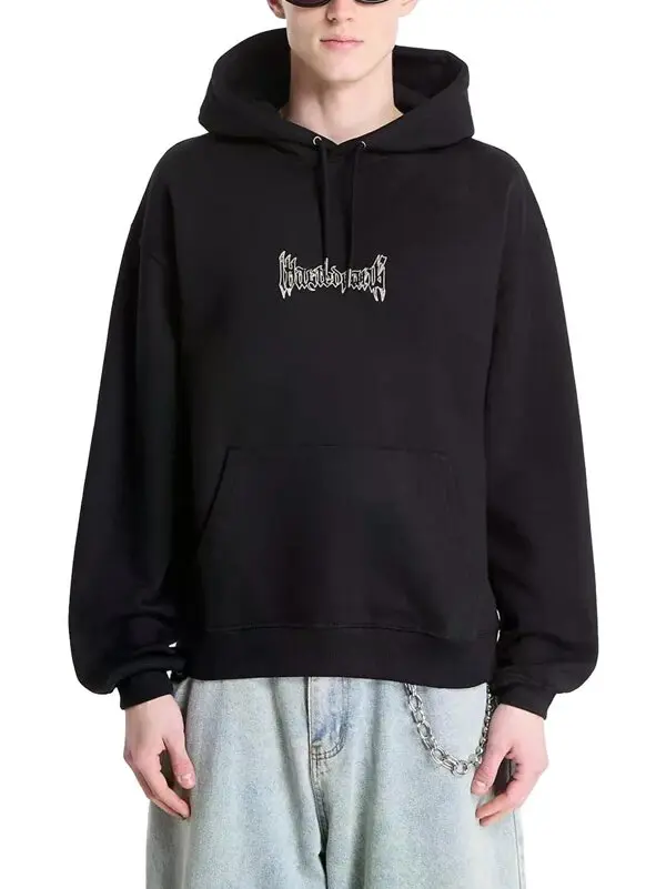 WASTED Snake-print Logo-embroidered Hoodie - Black