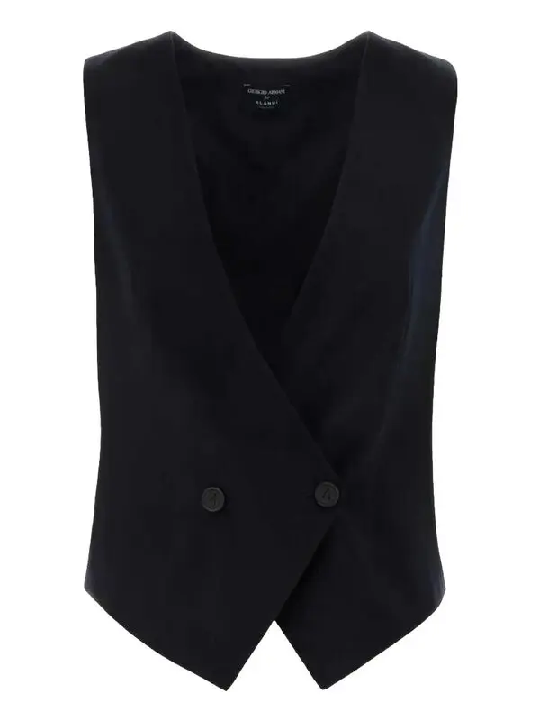 Giorgio Armani Virgin Wool Double-breasted Waistcoat - Blue