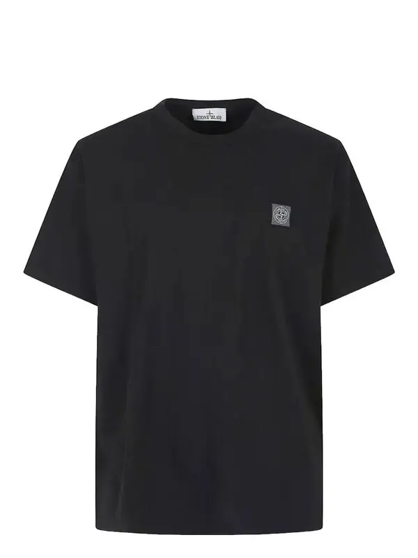 Stone Island Fissato-effect Logo-patch T-shirt - Black