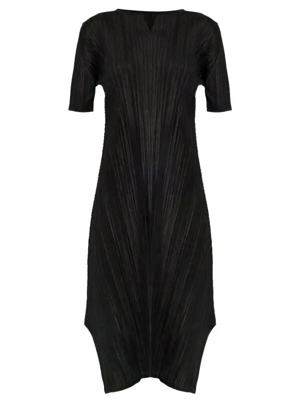 Issey Miyake Mellow Pleats Asymmetric Dress - Black