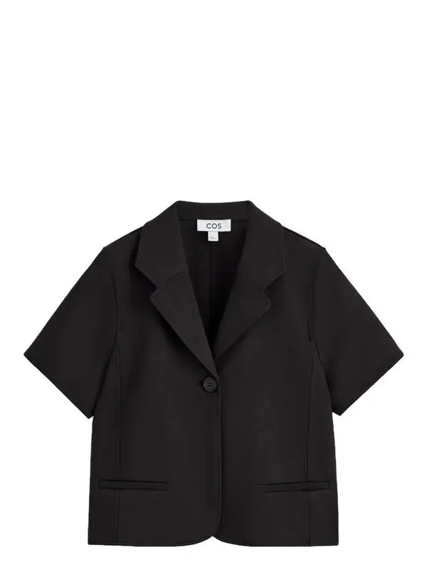 Cos Twill-jersey Short-sleeve Blazer - Black