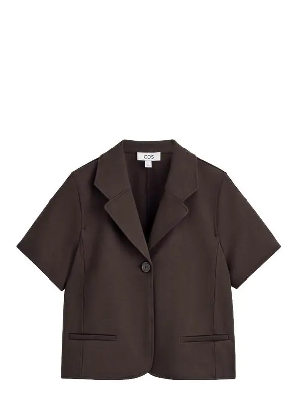 Cos Twill-jersey Short-sleeve Blazer - Brown