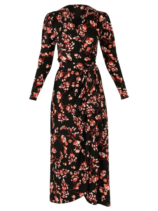 SACHA DRAKE Reed Wrap Dress - Black/pink