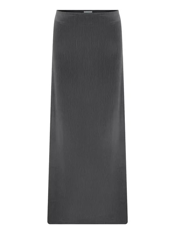 CANSU XI Vegan Silk Maxi Skirt - Grey