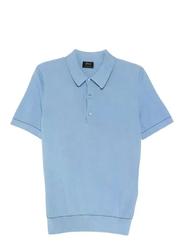 Brioni Sea Island Piqué Cotton Polo Shirt - Blue