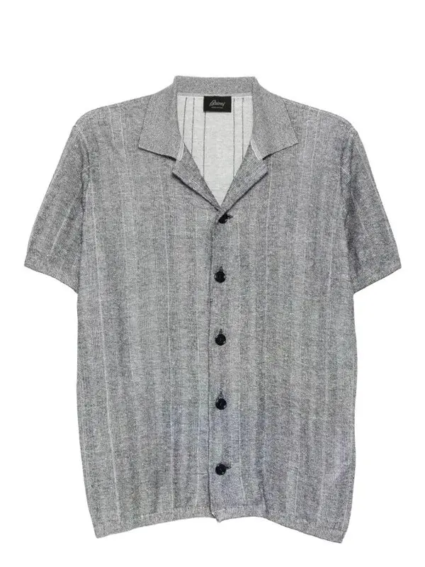 Brioni Ribbed-knit Contrast-trim Polo Shirt - Grey
