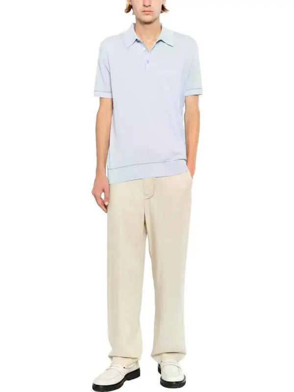 Brioni Sea Island Piqué Cotton Polo Shirt - Blue