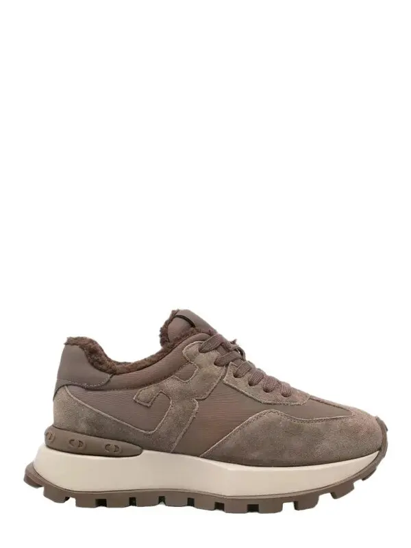 SERGIO MORETTI FIRENZE Shearling-lined Panelled Sneakers - Brown