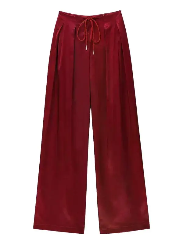 DANAMÉ Satin Finish Palazzo Pants - Red