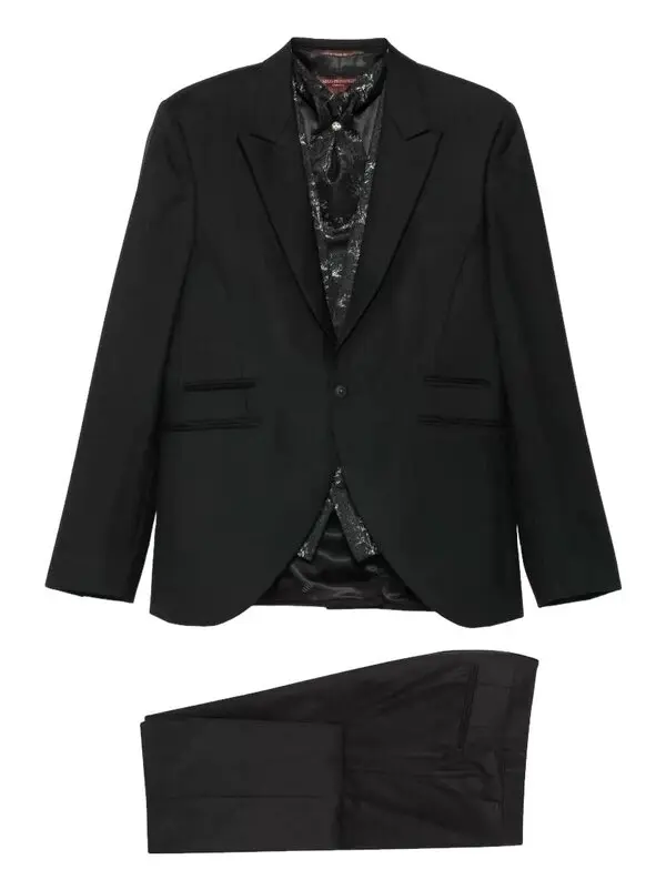 CARLO PIGNATELLI Floral-jacquard Suits - Black