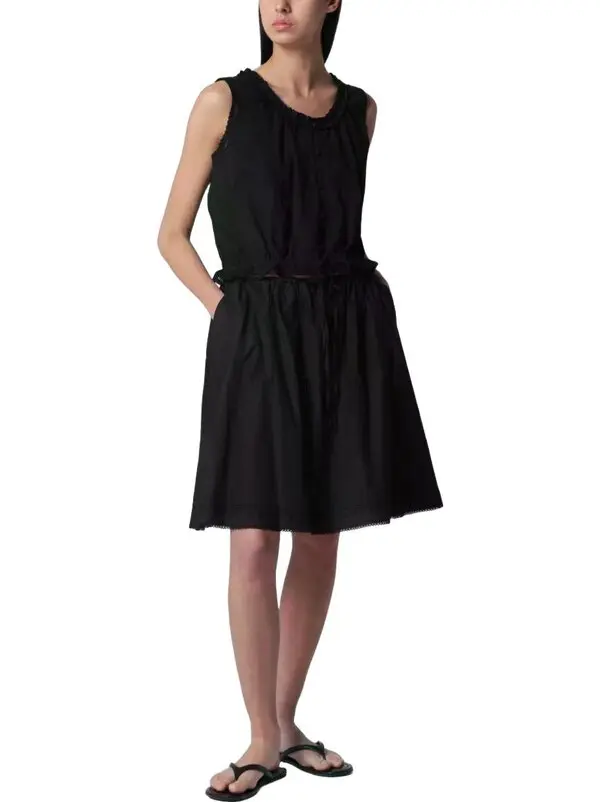 DUNST Lace-trimmed Drawstring Midi Skirt - Black