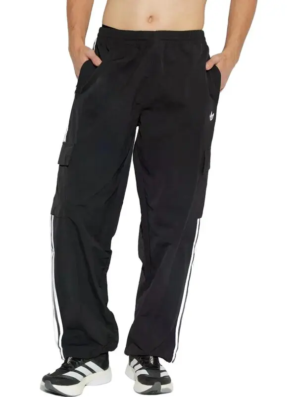 Adidas Logo-embroidered Side-stripe Cargo Pants - Black