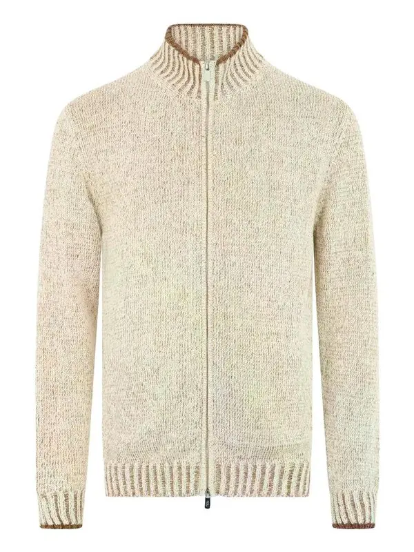Fedeli Zip-up High-neck Cardigan - Neutrals