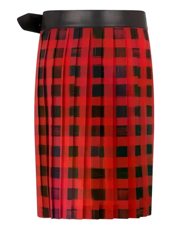 Moschino Belted Pleated Midi Skirt - Red