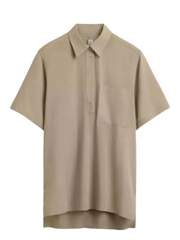 TOTEME Short Sleeve Polo Top - Neutrals