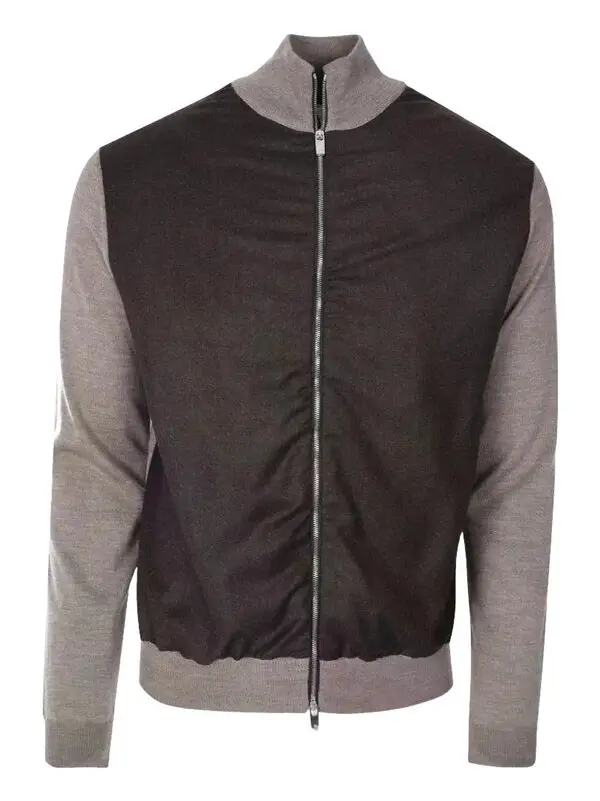 TOMBOLINI Panelled Turtleneck Cardigan - Grey