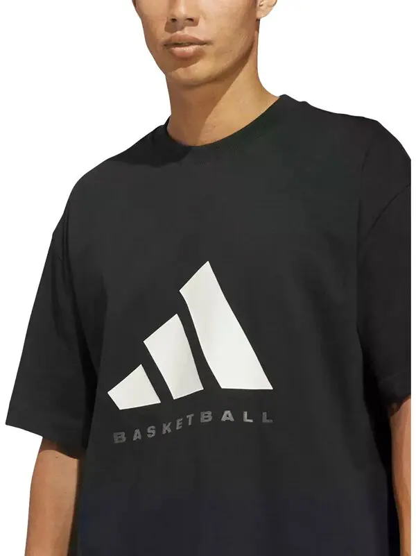 Adidas Logo Print Cotton T-shirt - Black