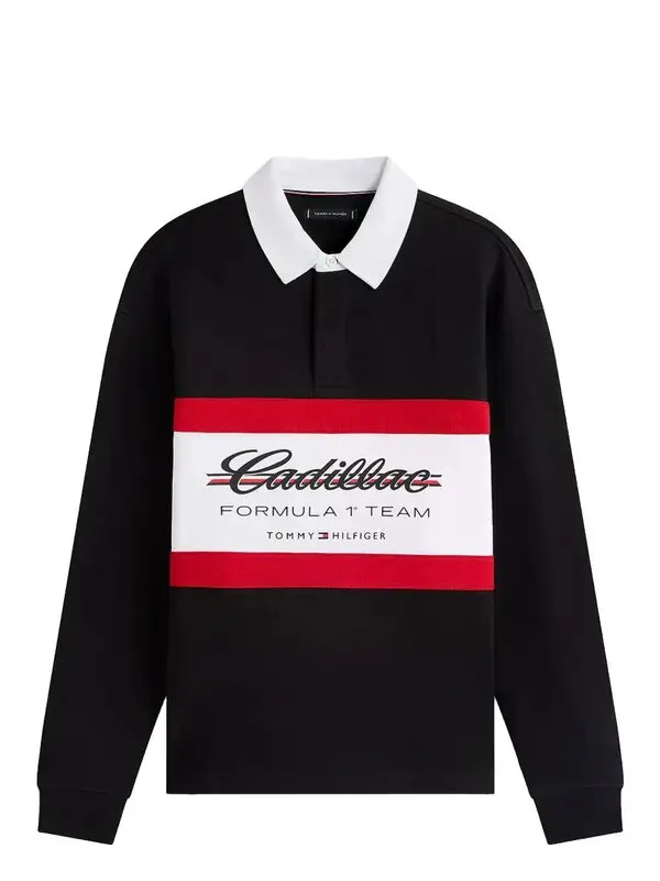 Tommy Hilfiger X Cadillac Formula 1 Team Logo Polo Shirt - Black