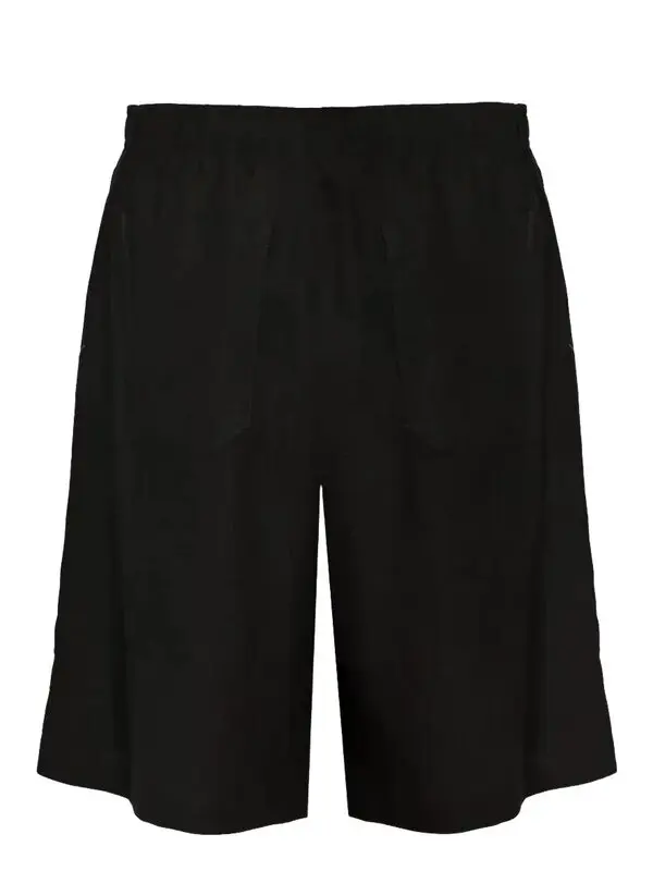AMARANTO Linen Elasticated Waistband Shorts - Black