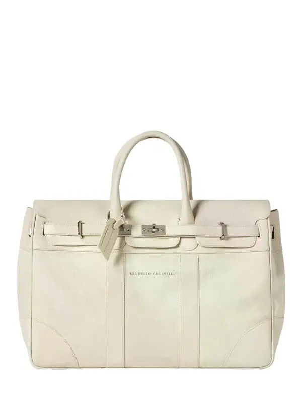 Brunello Cucinelli Grained Calfskin Country Bag - Neutrals