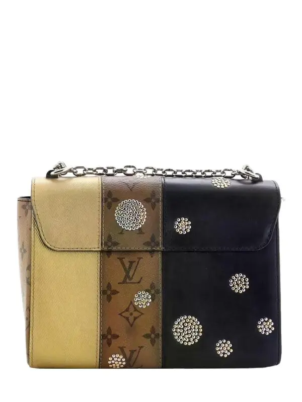 LOUIS VUITTON Studded Reverse Monogram Canvas And Leather Mm Shoulder Bag - Black