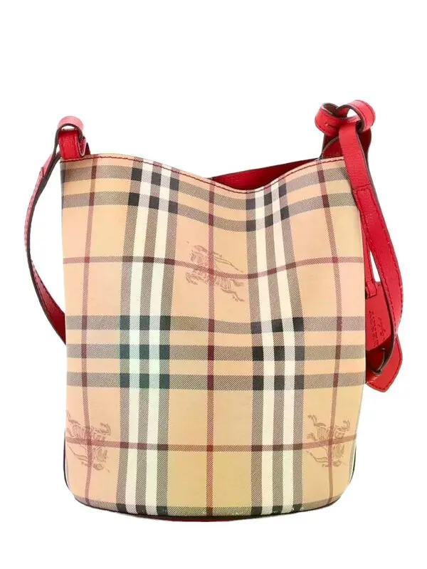 Burberry Lorne Haymarket Coated Canvas Small Bucket Bag - Red