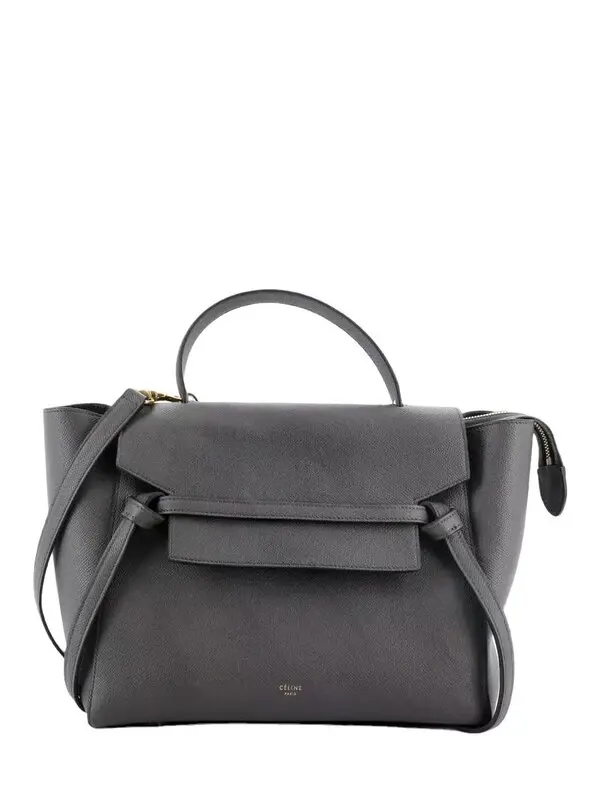Celine Textured Leather Mini Belt Bag - Grey
