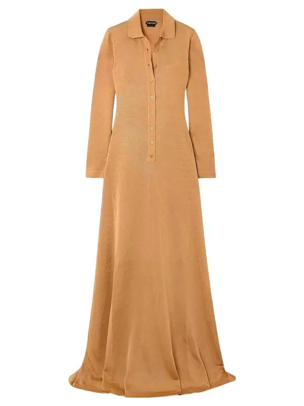 TOM FORD Knitted Maxi Dress - Camel