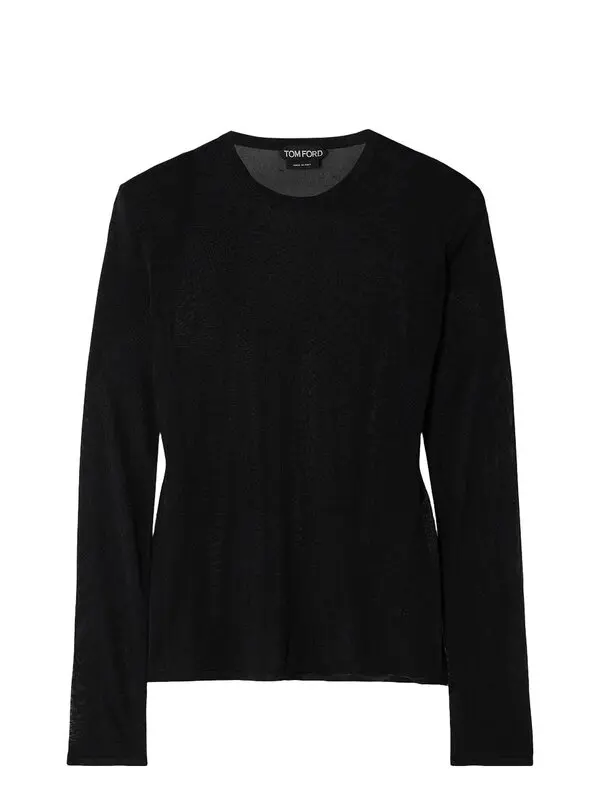 TOM FORD Embroidered Logo Jersey Top - Black