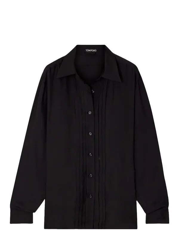 TOM FORD Pleated Twill Shirt - Black